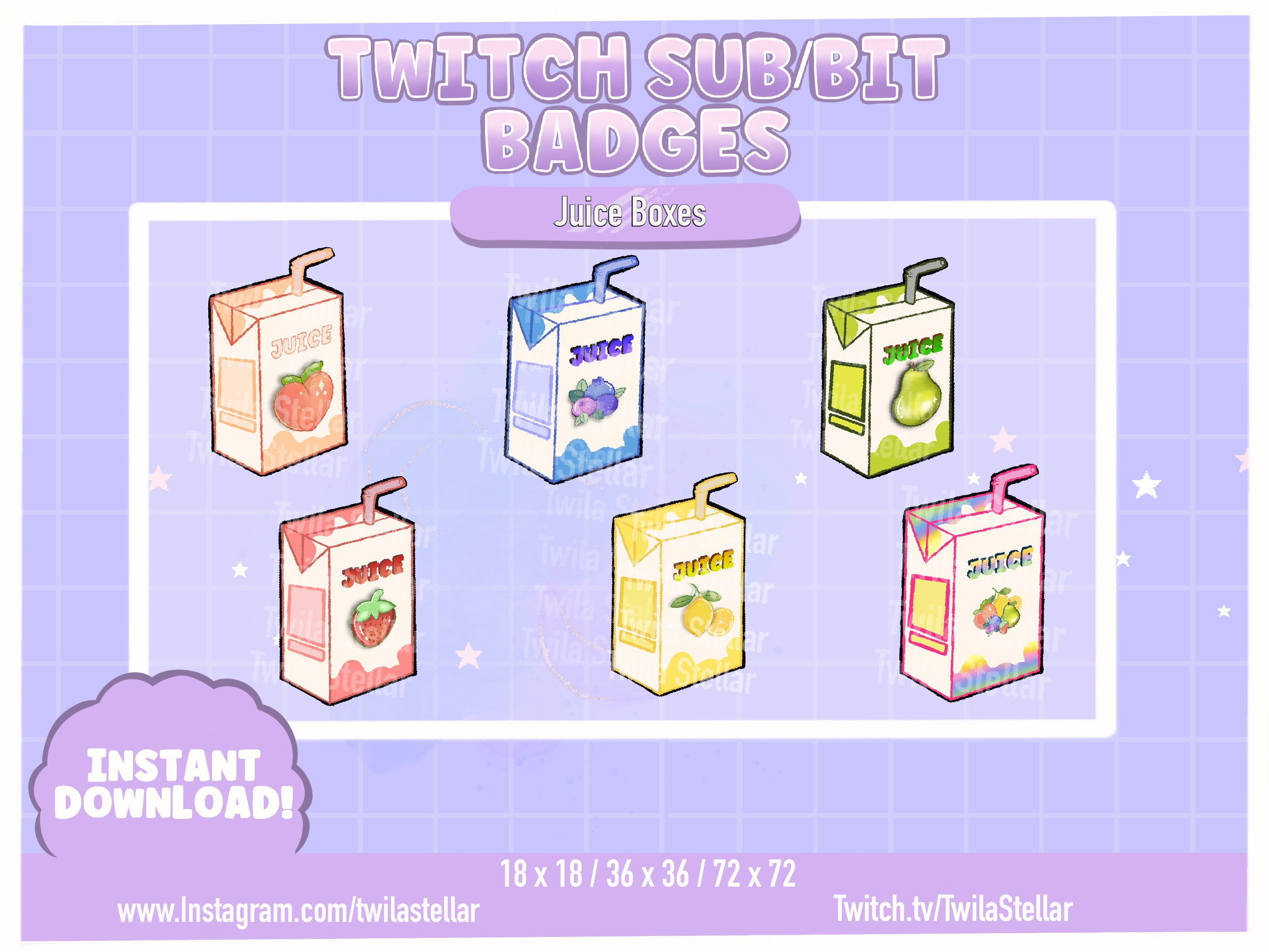 Kawaii Juice Boxes | Cute Chibi Juice | Twitch Sub Bit Badges - Etsy