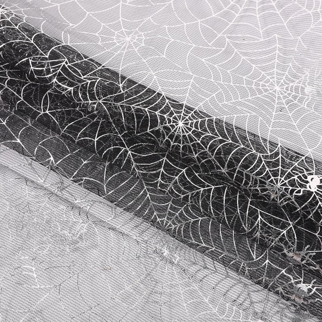 Halloween Fabric,glitter Spider Web Fabric,black Lace Fabric,festive ...