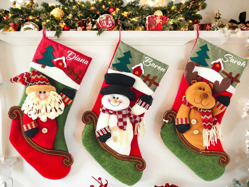 Personalized Christmas Stockings,snowman Christmas Stocking,santa Claus ...