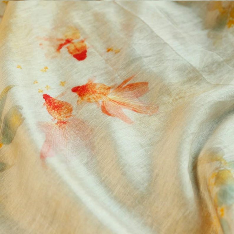 Goldfish Printed Tencel Fabric,printed Fabric,goldfish Fabric,summer ...