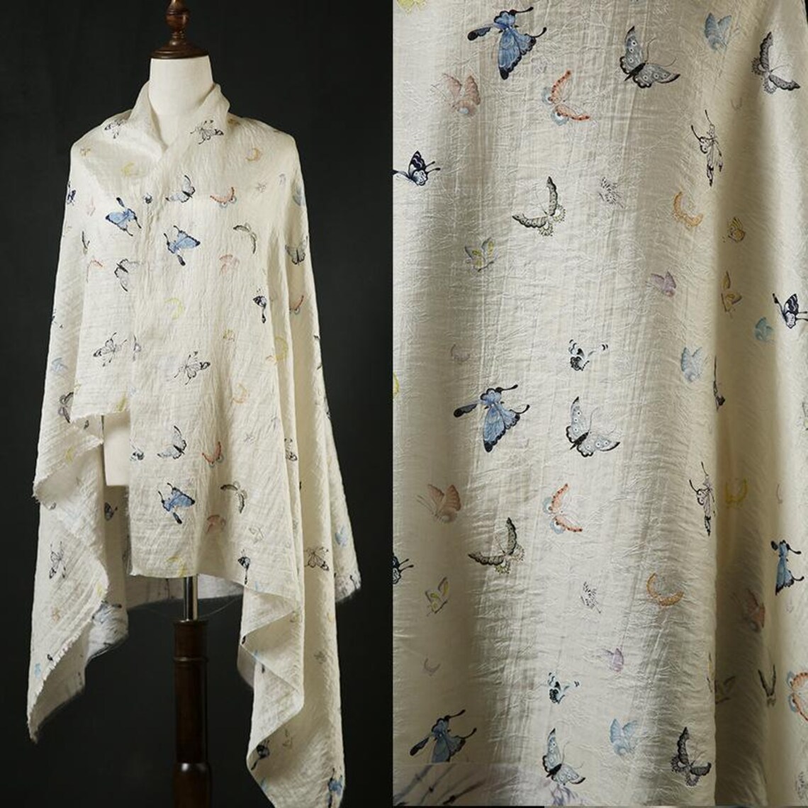 Butterfly Printed Fabric,printed Fabric,butterfly Fabric,summer Dress ...