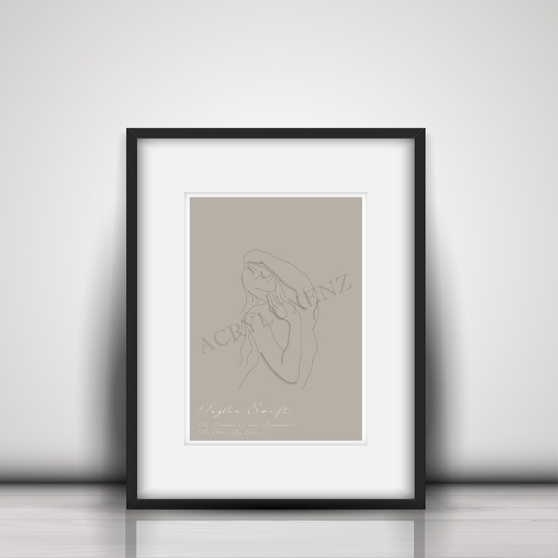 Taylor Swift Line Art Drawing TTPD the Black Dog Edition Black A4 Print ...