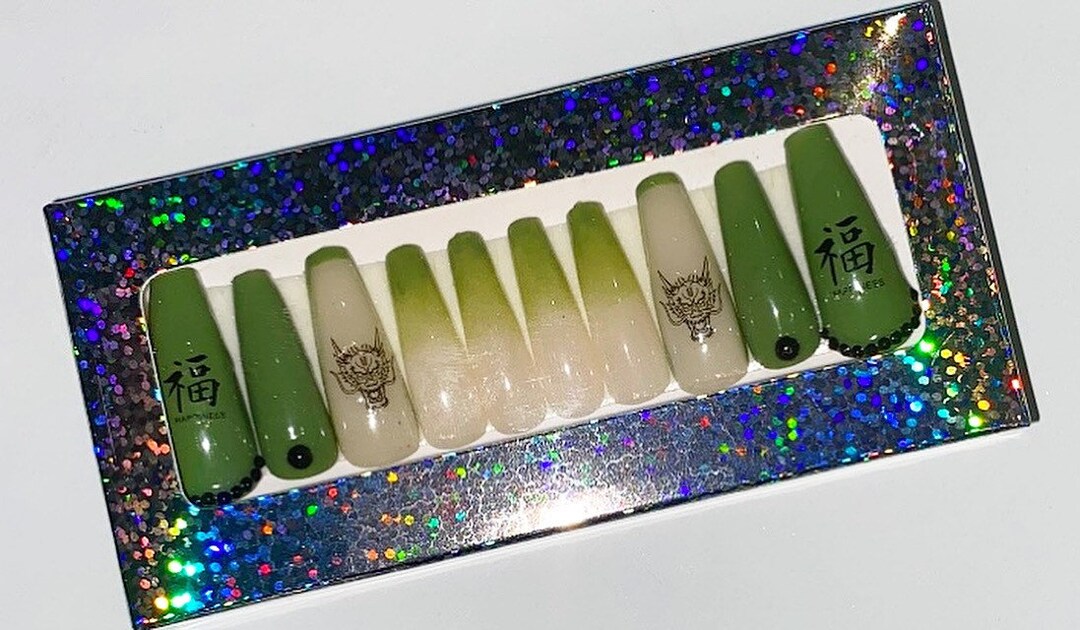 Baddie - Wasabi - Press on Nails - Etsy