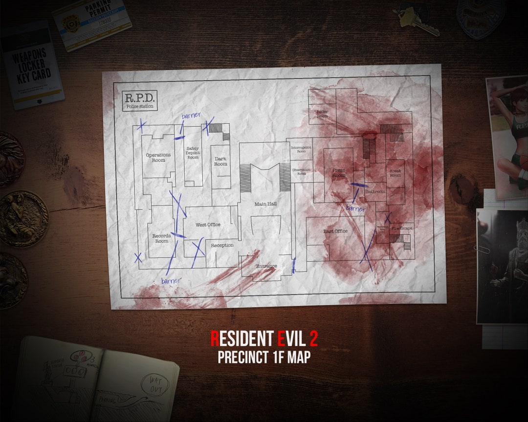 Resident Evil 2 Remake Precinct 1F Map - Etsy UK