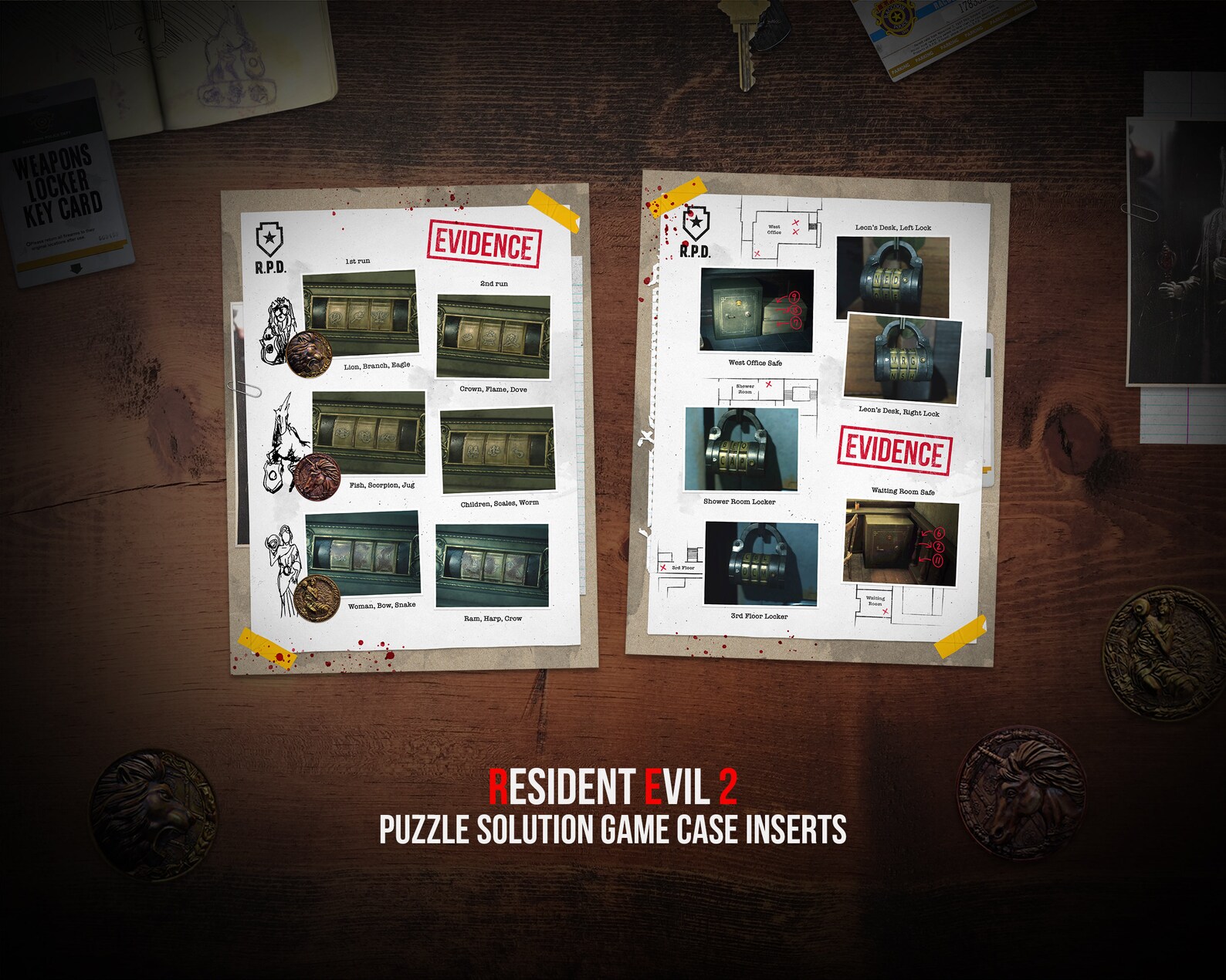 Resident Evil 2 Remake Puzzle Solution Case Inserts V2 - Etsy