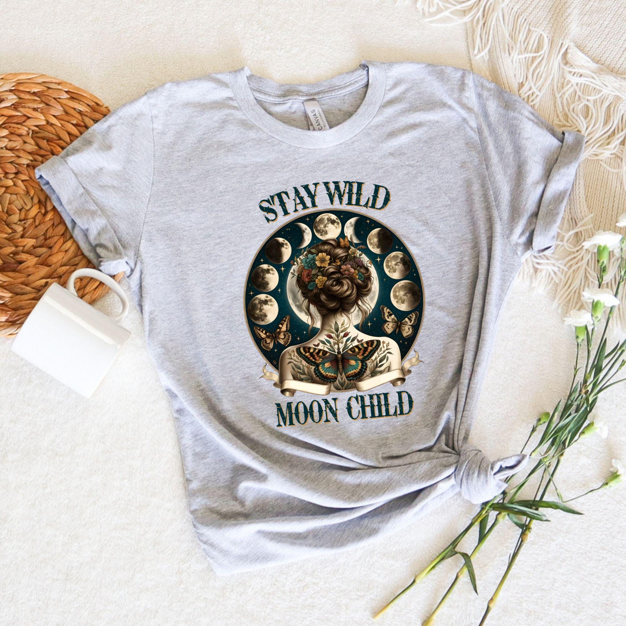 Stay Wild Moon Child T-shirt, Celestial Moon Phase Shirt, Witchy Gift ...