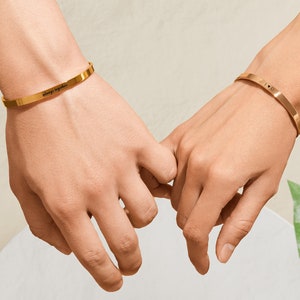 Custom Couple Bracelet for 2 Set, Cuff Bracelet Gift for Boyfriend ...