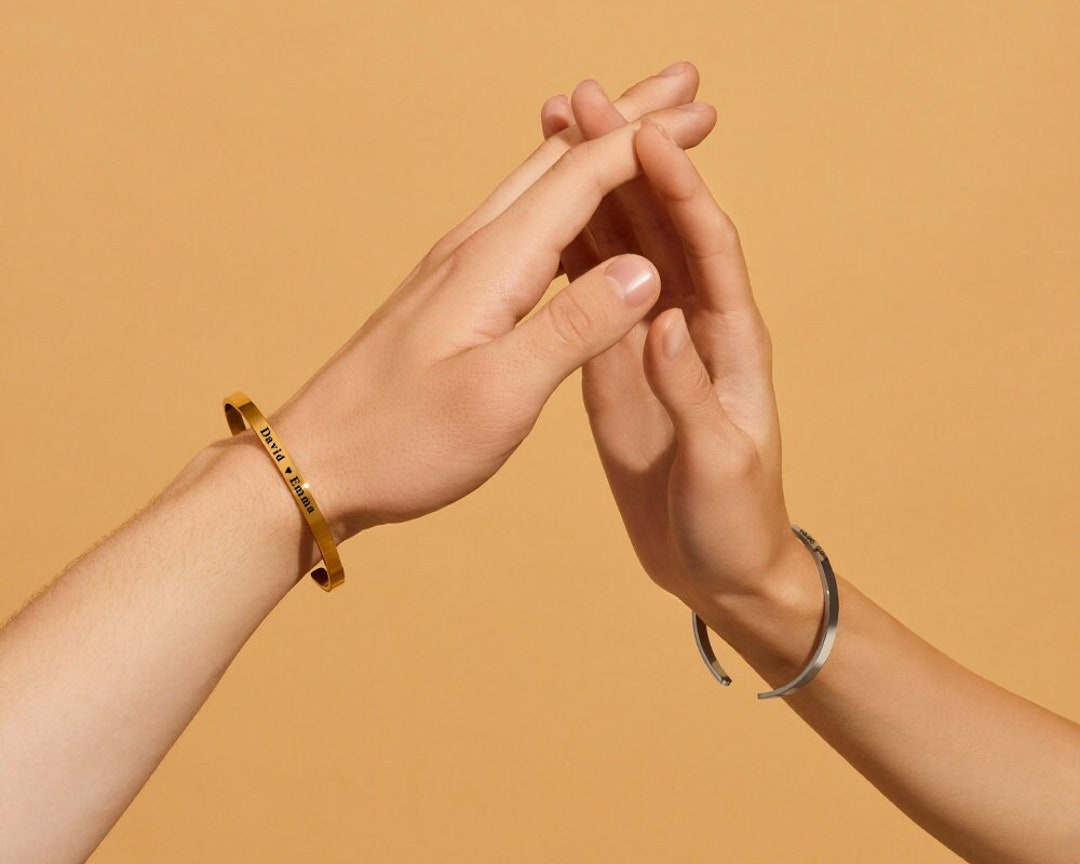 Matching Bracelets for Couples, Custom Cuff Bracelet for Boyfriend ...