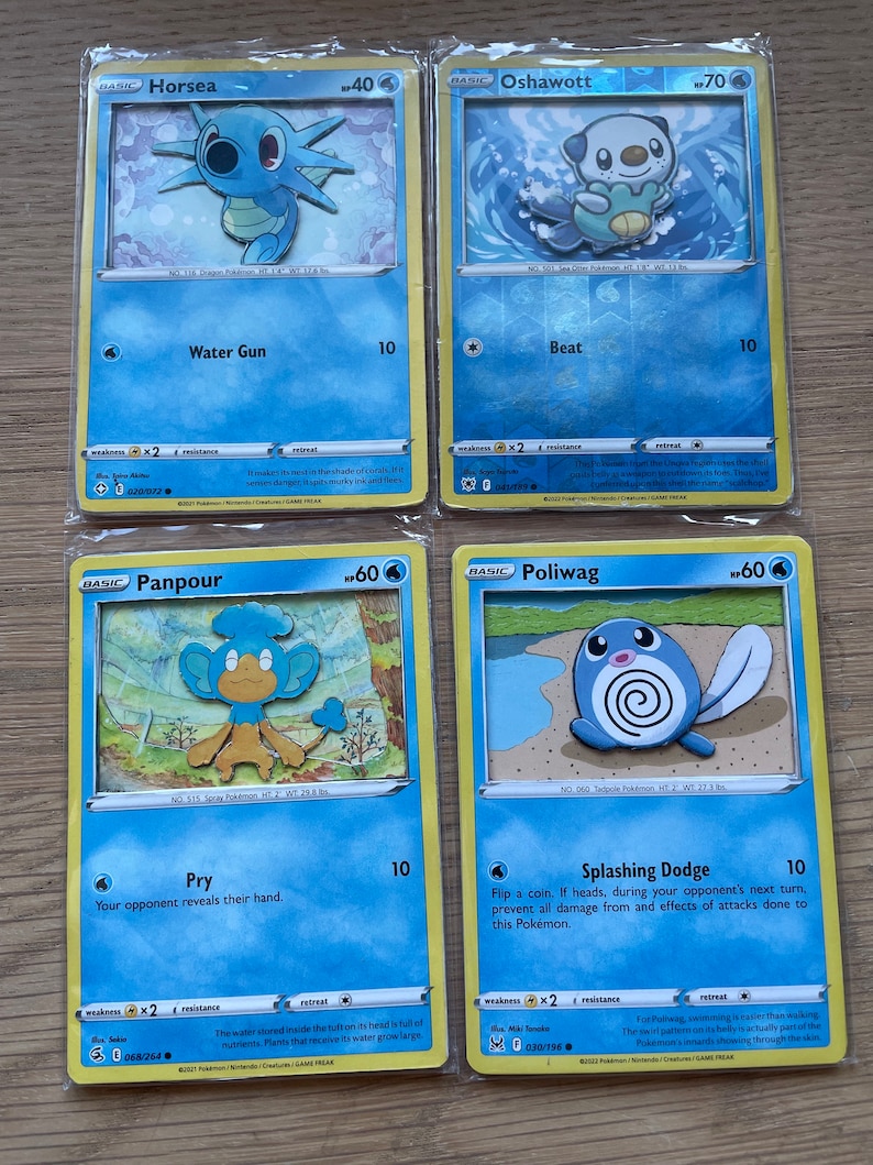 3D WATER Type Pokemon Cards - Etsy