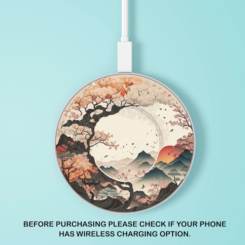 Aesthetic Cherry Blossom Wireless Charger Japan Art Charging - Etsy