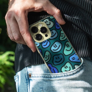 Retro Smiley Phone Case - Groovy Faces 80s Art Fit for iPhone 16 Pro ...