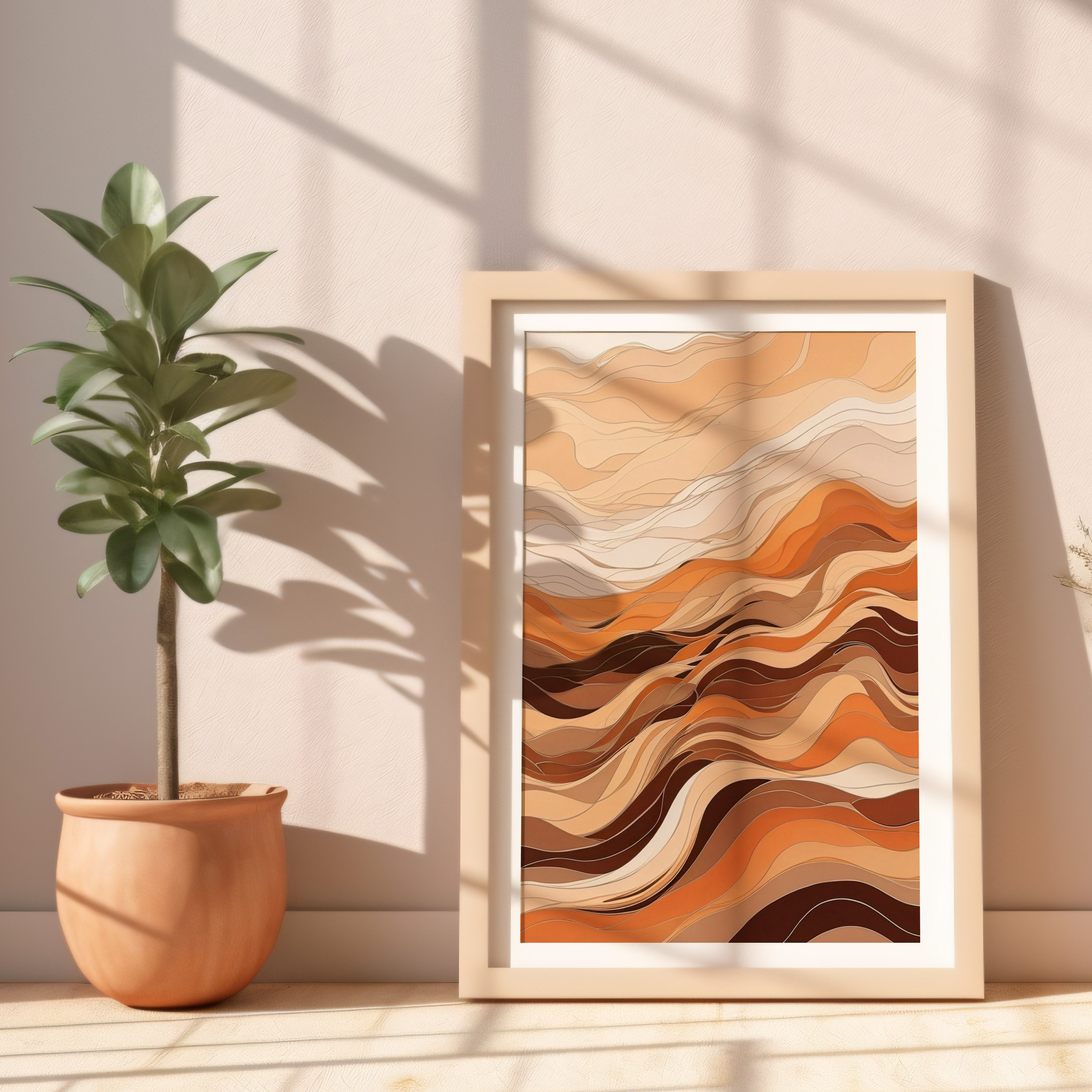 Wavy Line Boho Wall Art Living Room Wall Art Gift for Her - Etsy