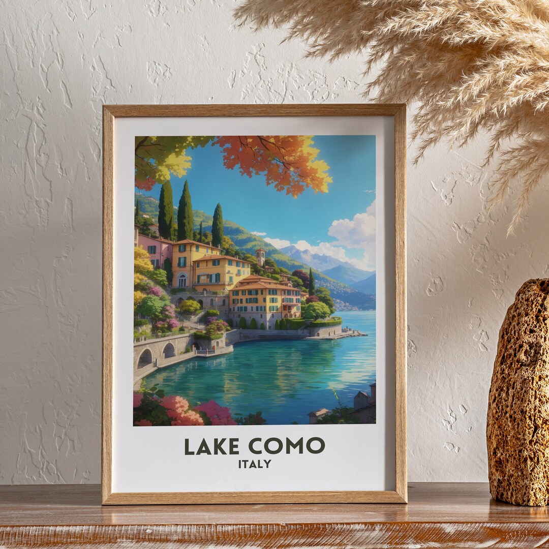 Lake Como Travel Print Wall Art Lake Como Italy Wall Home - Etsy