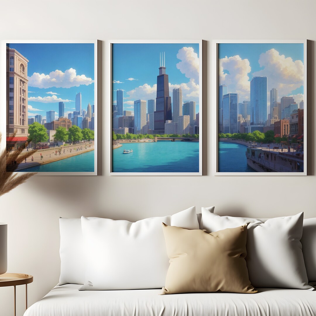 Chicago Travel Print Wall Art Chicago Wall Home Décor Chicago - Etsy