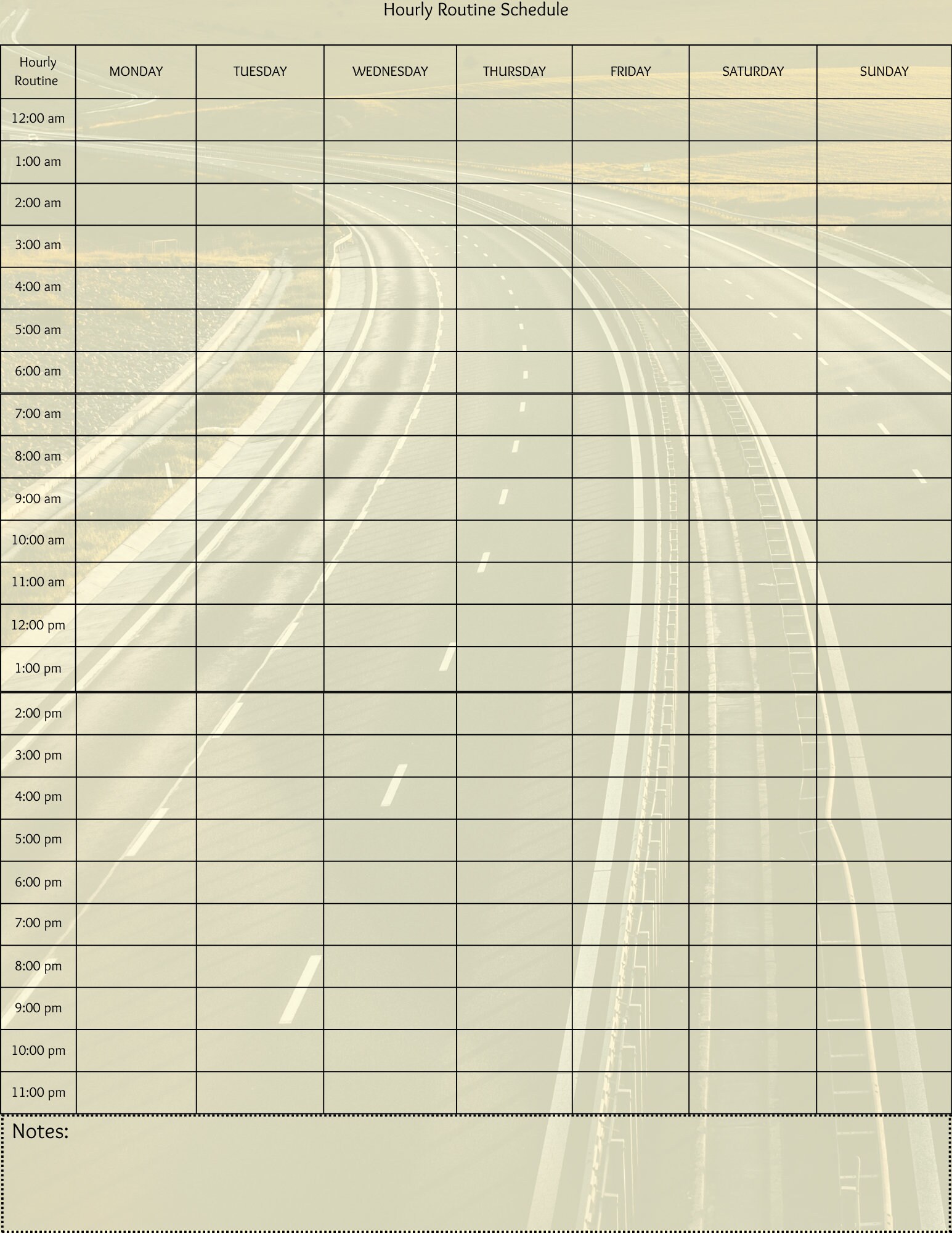 Customizable 24-hour Routine Schedule full Week Printable - Etsy