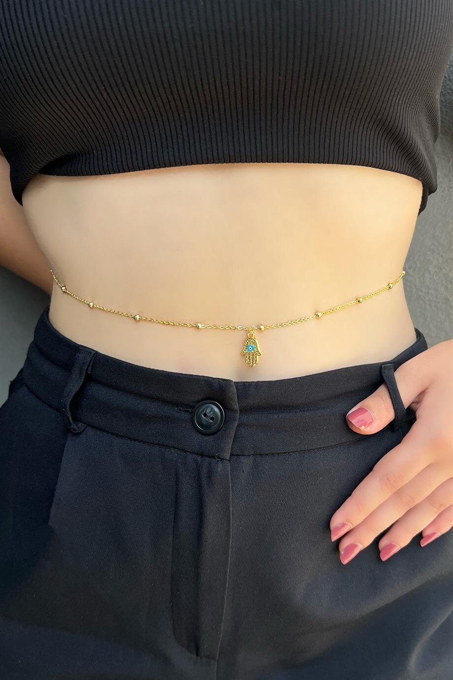 Gold Color Hand Figured Belly Chain Gift for Her Minimalist - Etsy