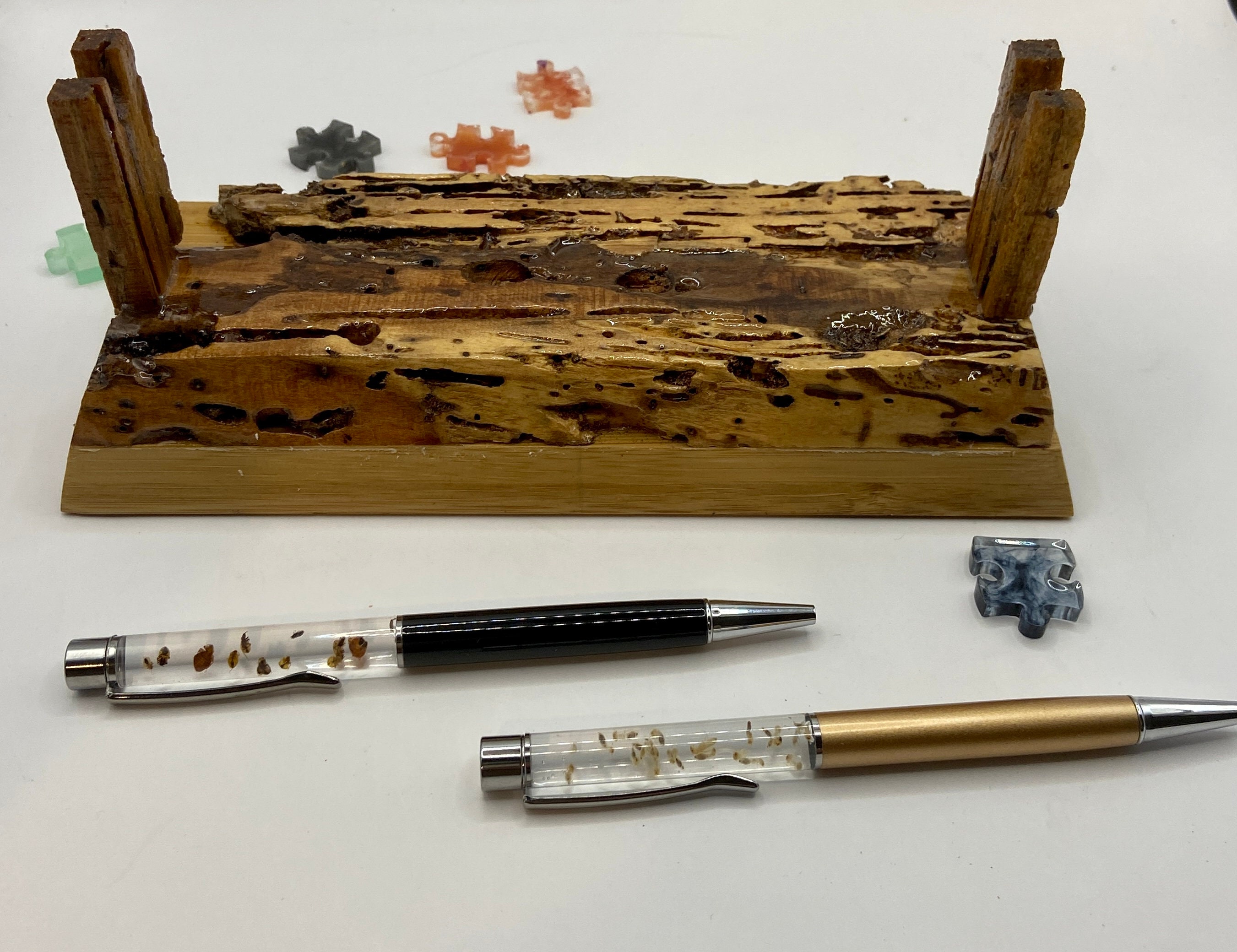 Termite Wood Desk Display With Set of 2 Suspended Insect Pens 1 Bed Bug ...
