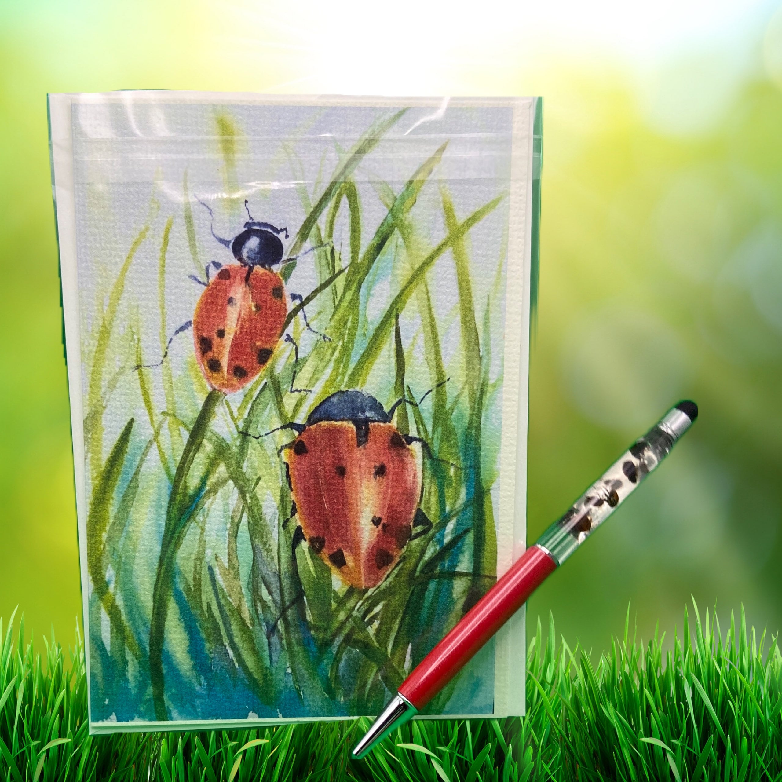 Real Ladybug Infused Pen or Stylus/pen Clear Acrylic Center Filled With ...