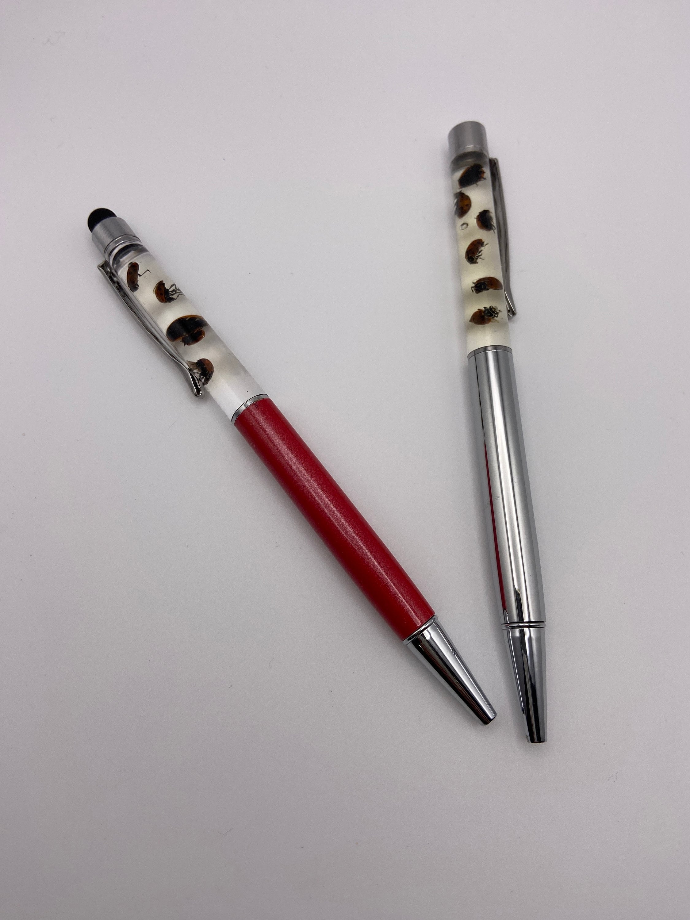 Real Ladybug Infused Pen or Stylus/pen Clear Acrylic Center Filled With ...