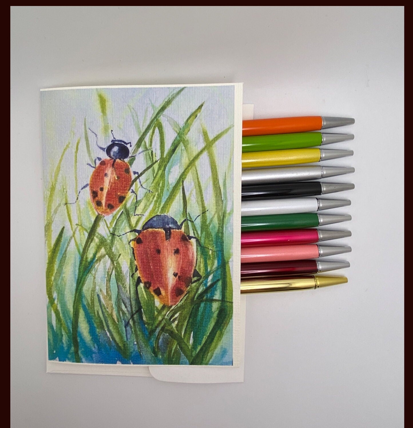 Real Ladybug Infused Pen or Stylus/pen Clear Acrylic Center Filled With ...