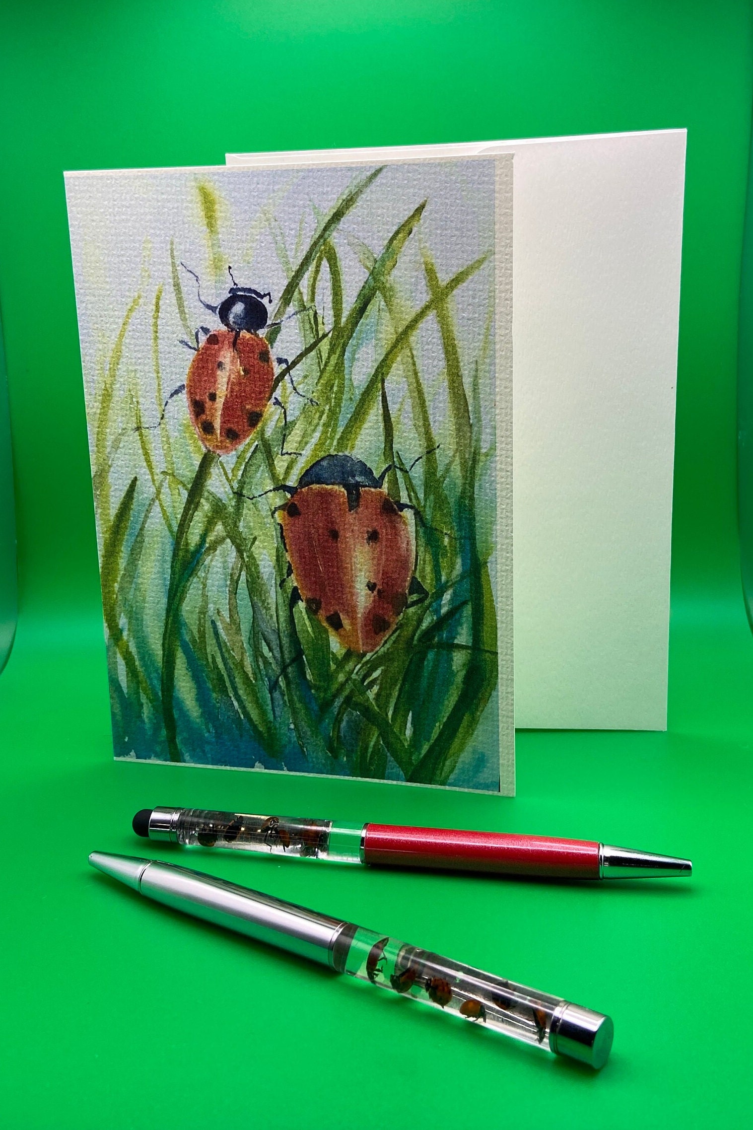 Real Ladybug Infused Pen or Stylus/pen Clear Acrylic Center Filled With ...