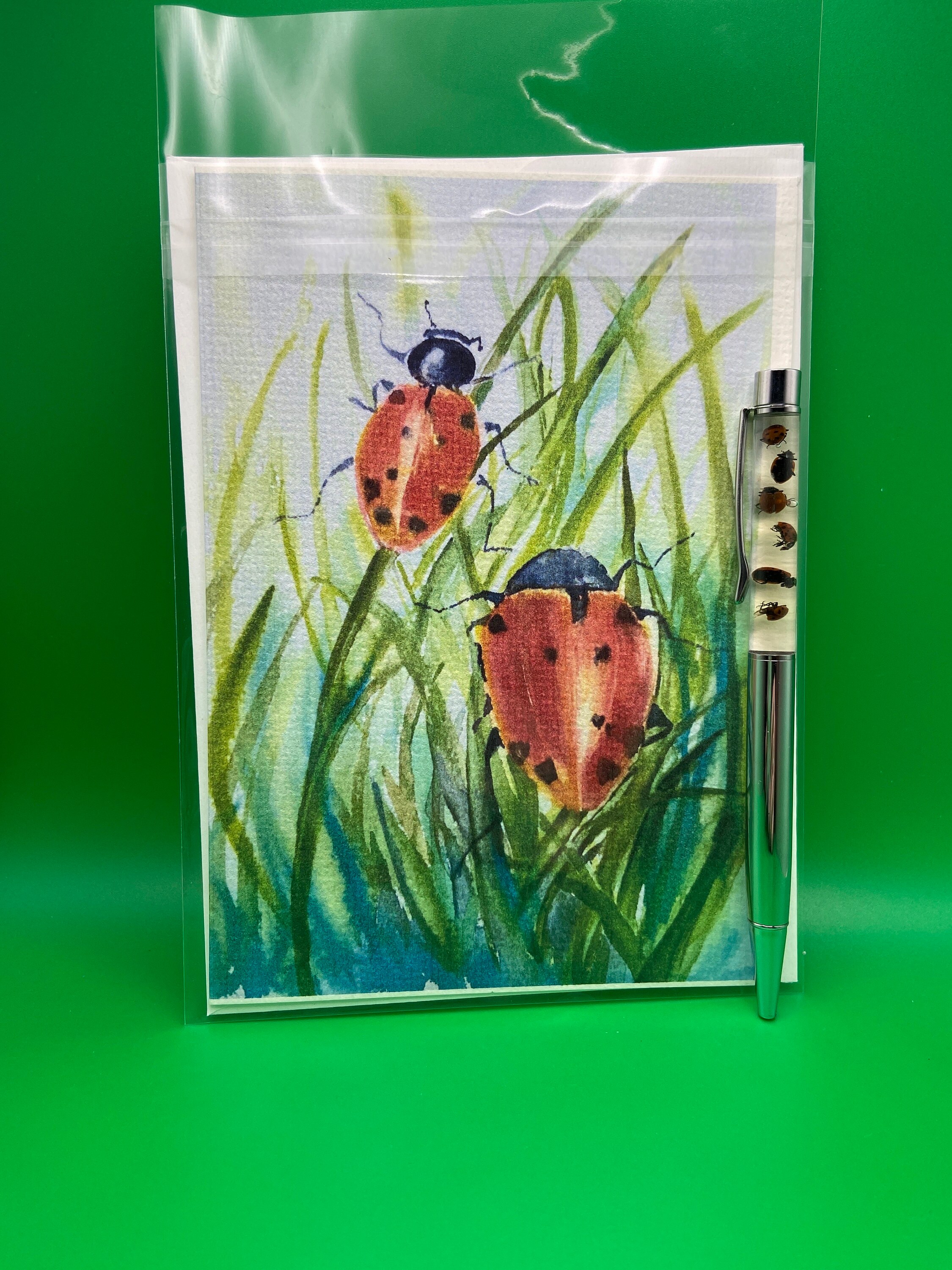 Real Ladybug Infused Pen or Stylus/pen Clear Acrylic Center Filled With ...