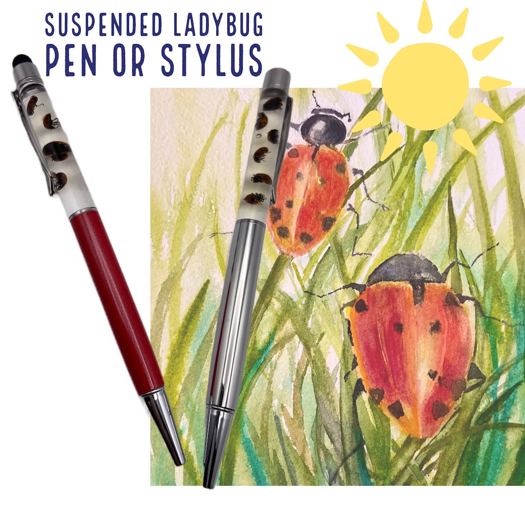 Real Ladybug Infused Pen or Stylus/pen! Clear Acrylic Center Filled ...