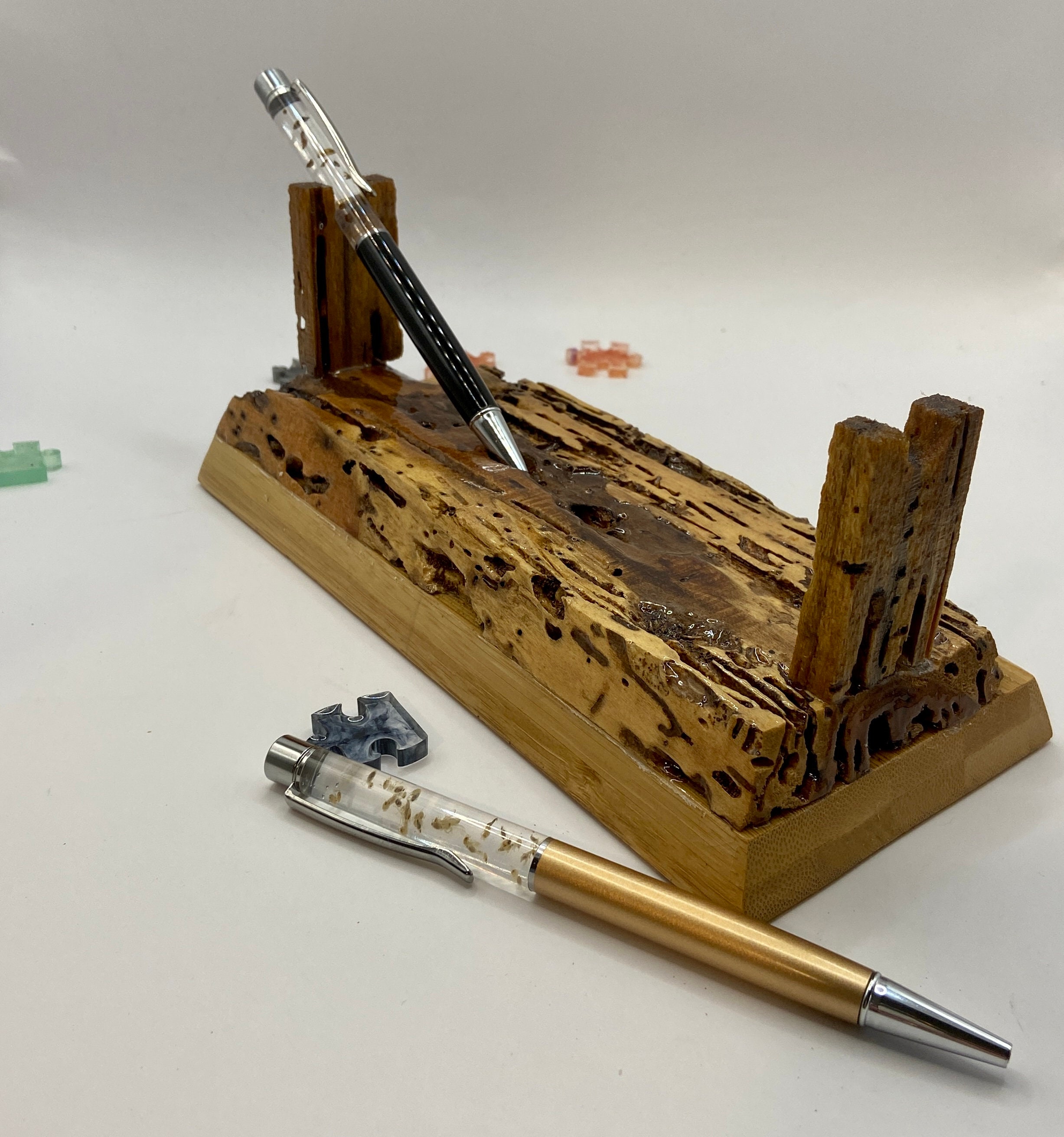 Termite Wood Desk Display With Set of 2 Suspended Insect Pens 1 Bed Bug ...