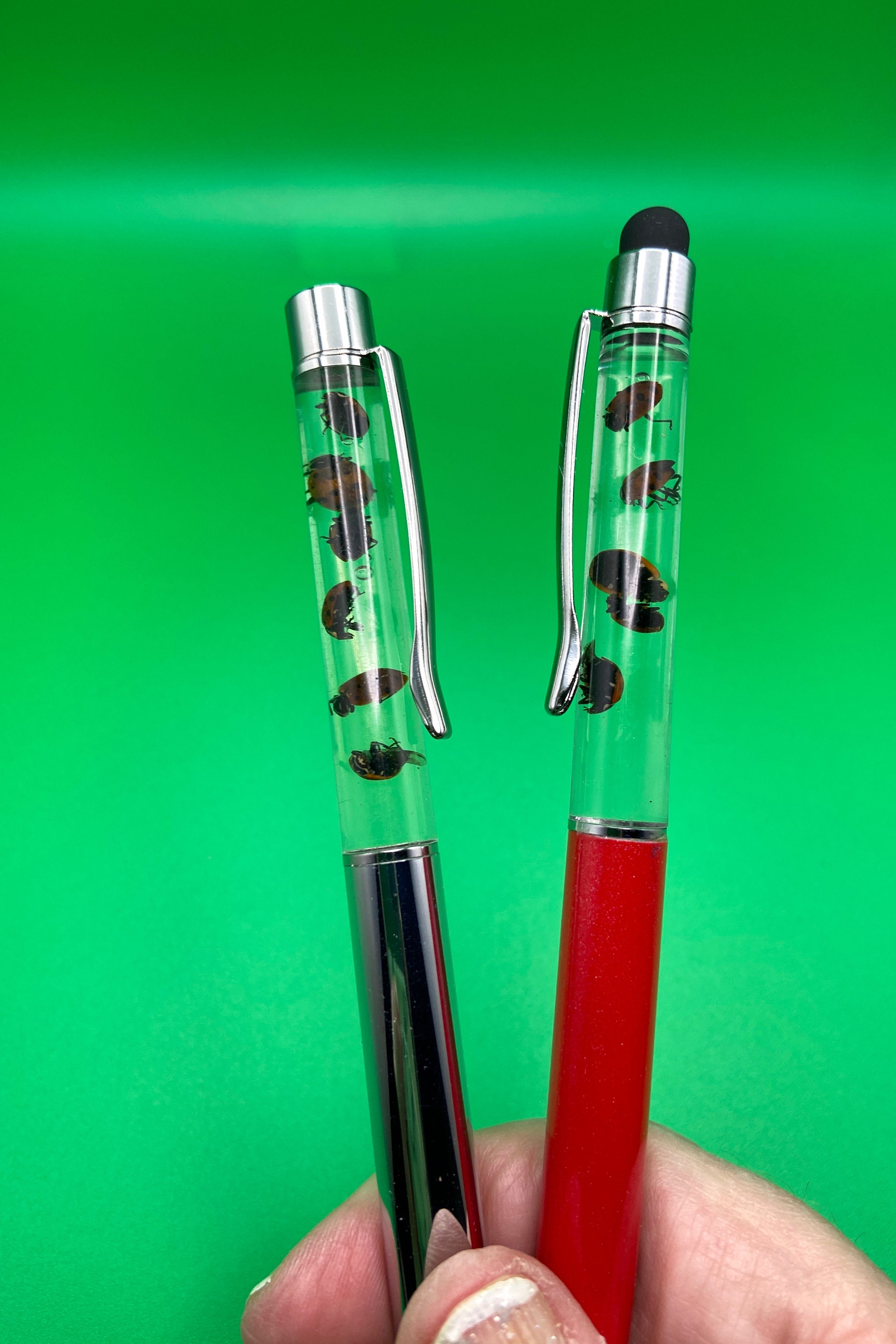 Real Ladybug Infused Pen or Stylus/pen Clear Acrylic Center Filled With ...