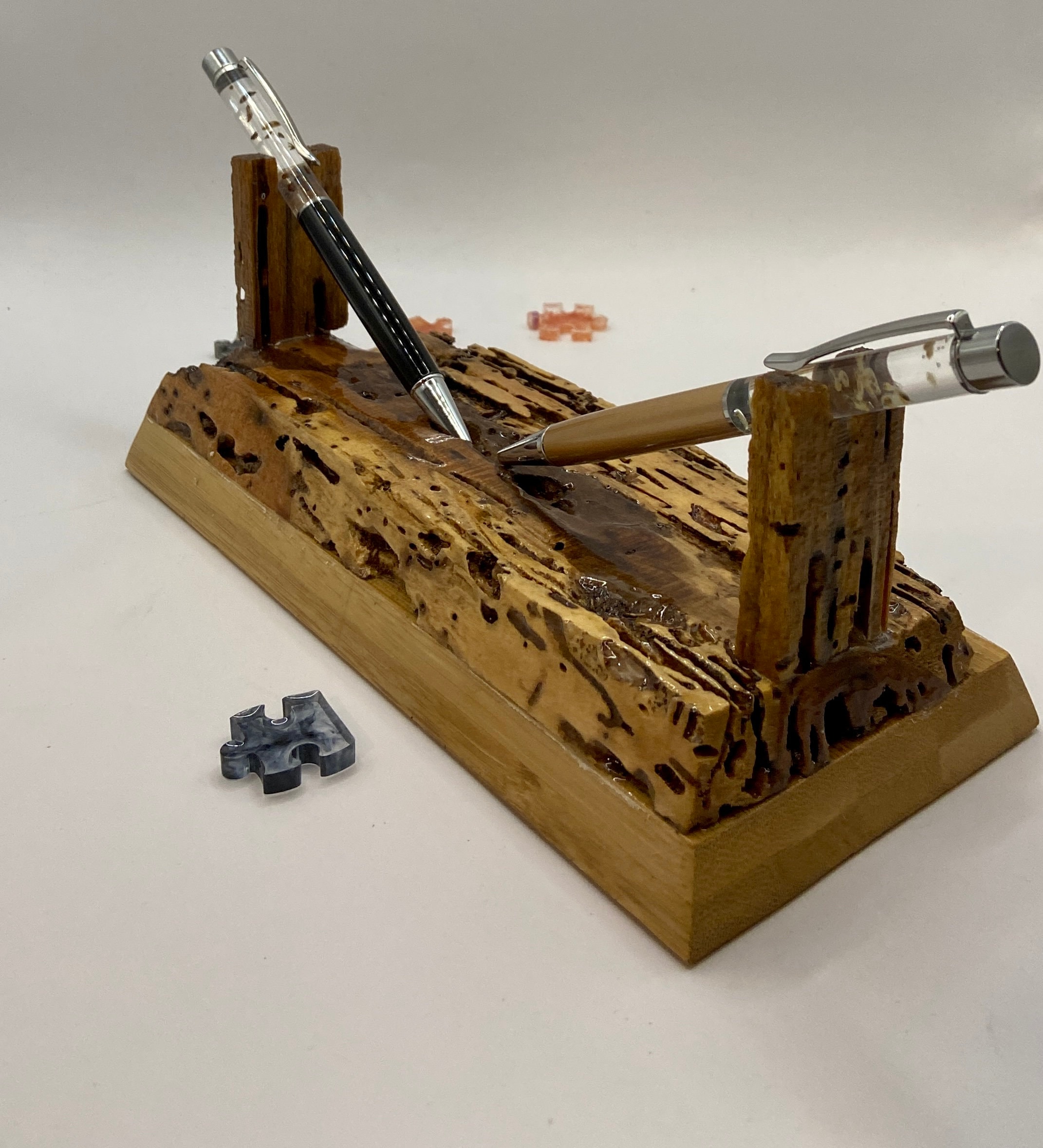 Termite Wood Desk Display With Set of 2 Suspended Insect Pens 1 Bed Bug ...