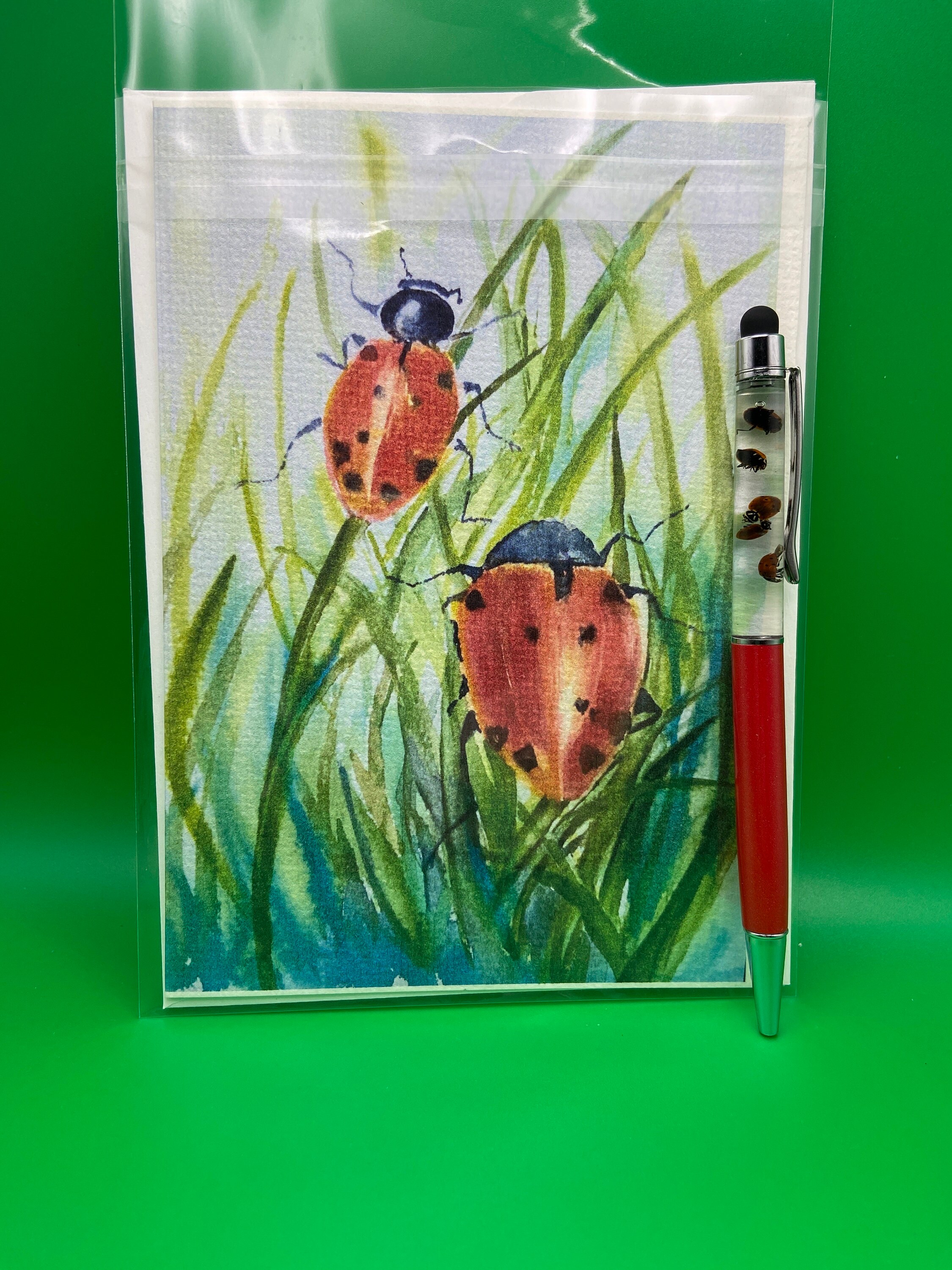 Real Ladybug Infused Pen or Stylus/pen Clear Acrylic Center Filled With ...