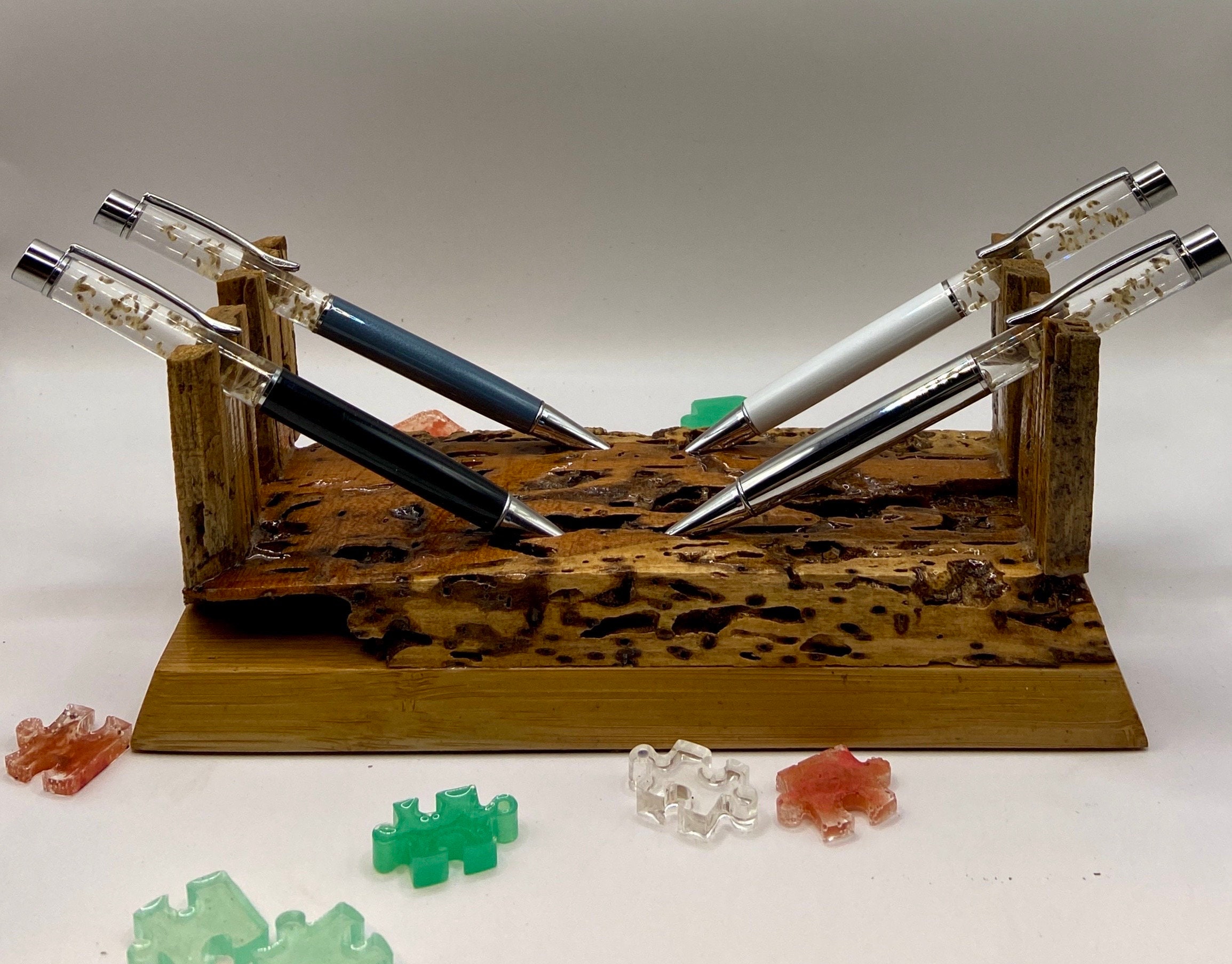 Acrylic Encased Termite Wood Desk Display With 4 Termite Filled Pens ...