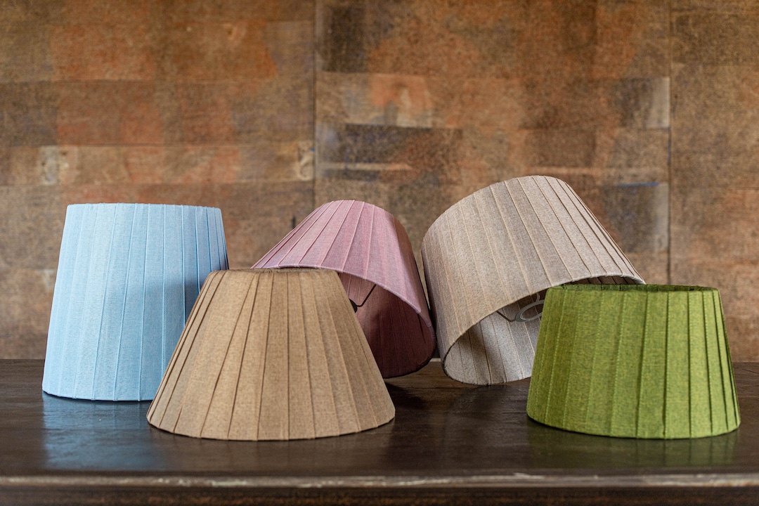 Pleated Linen Lampshade, Lampshade for Table Lamp, Green, Beige, Blue ...