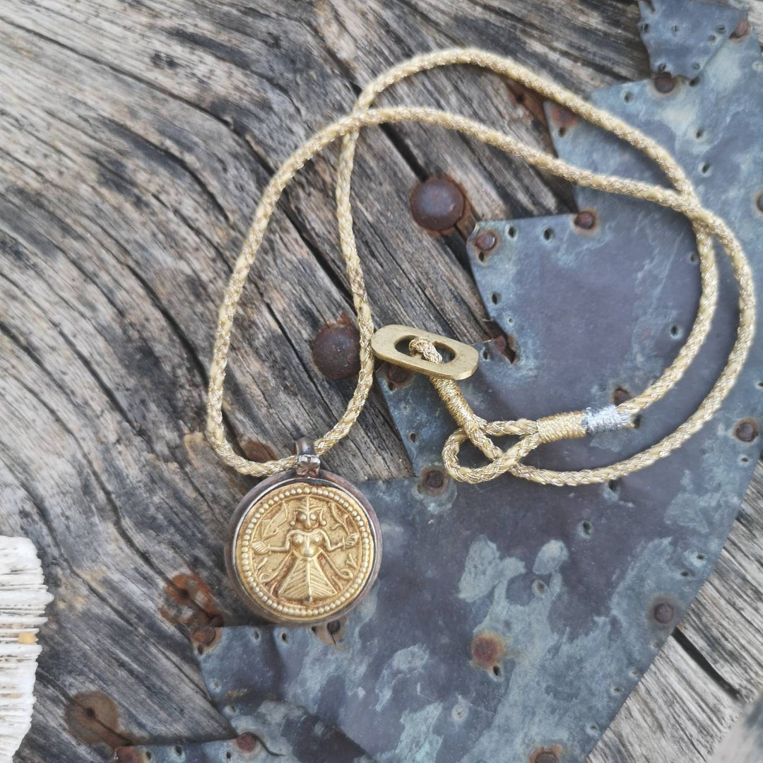 Kansari Gold Foil Amulet Gold Cord Necklace - Etsy