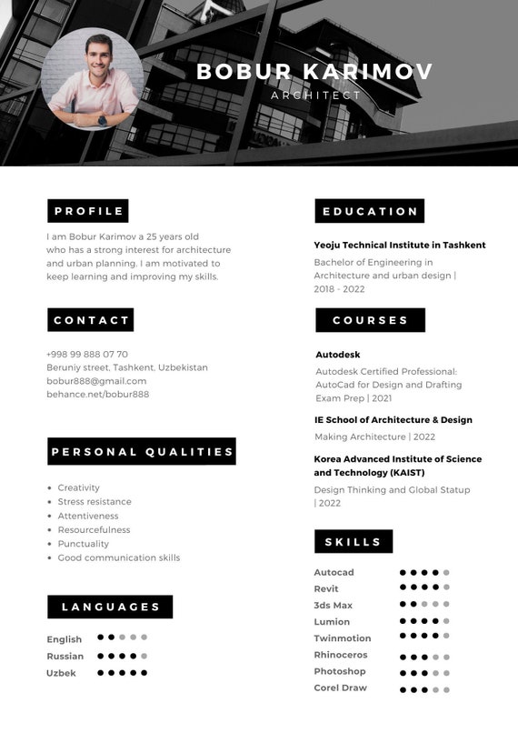 Resume Template - Etsy