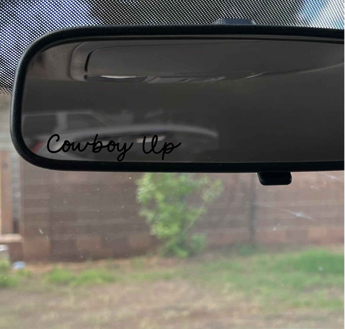 Cowboy up Rear View Mirror Decal Rear View Mirror Sticker - Etsy