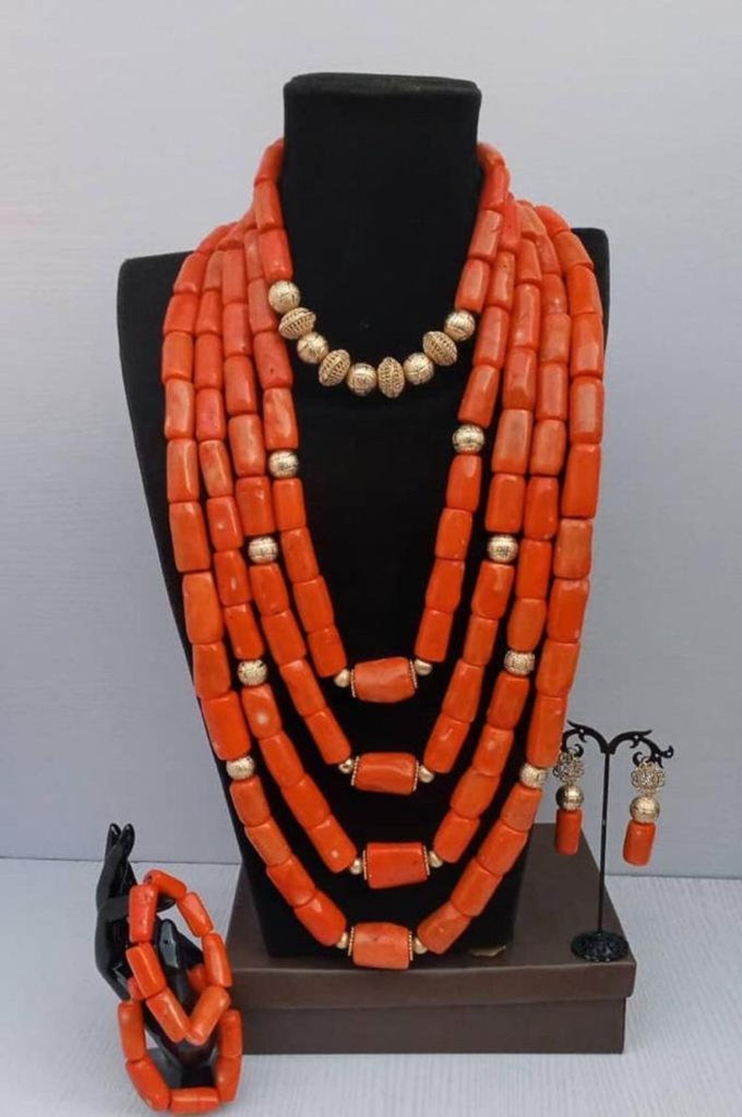 African Necklace, African Coral Bead Set, Women Fashion, Wedding ...