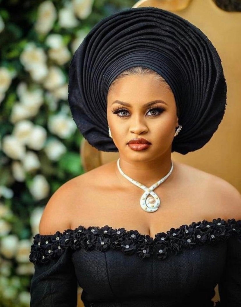 Black Aso Oke Auto Gele,one Size Fit All,pre Tied Wedding Hat,women ...