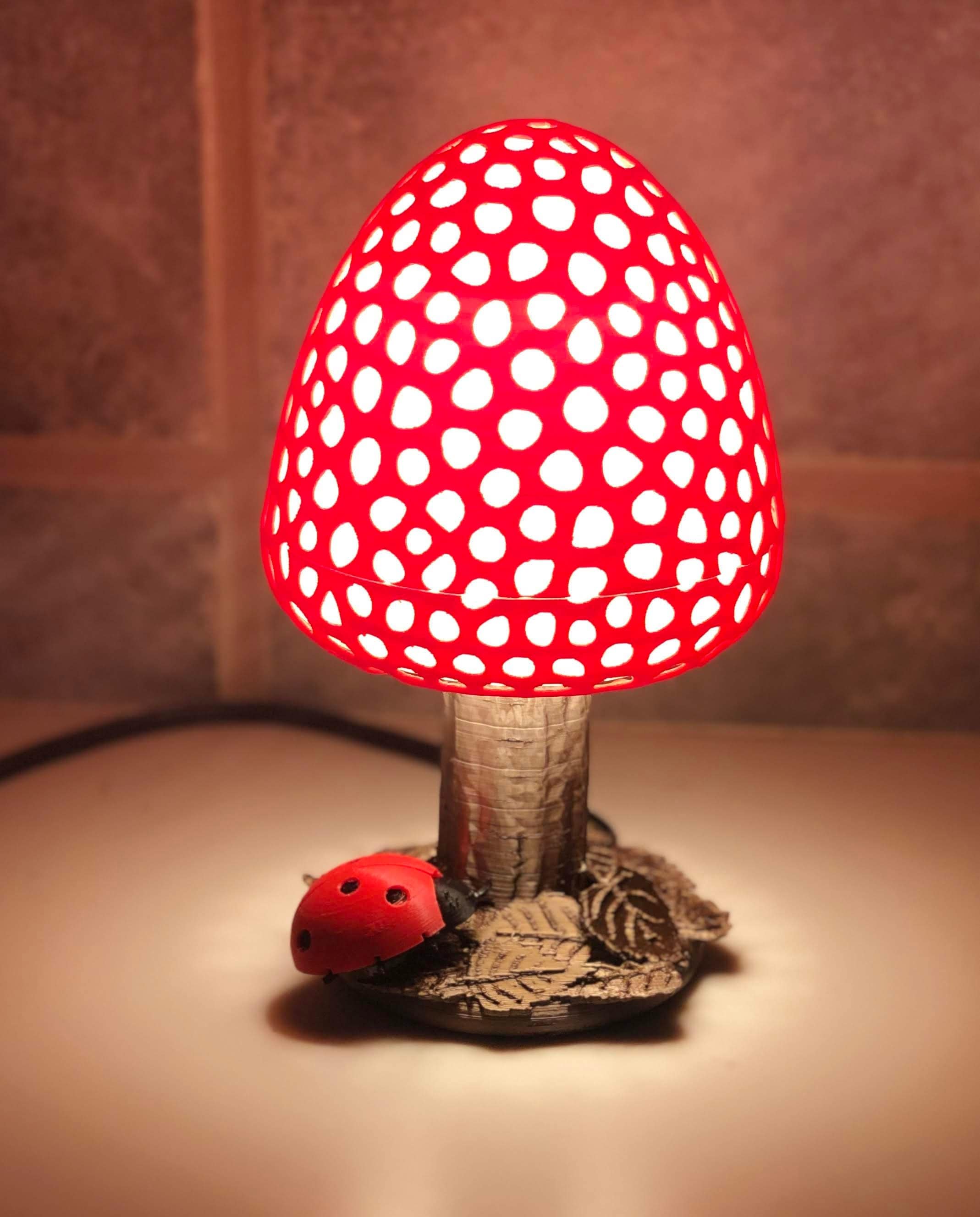 Mushroom & Ladybug Lamp - Etsy
