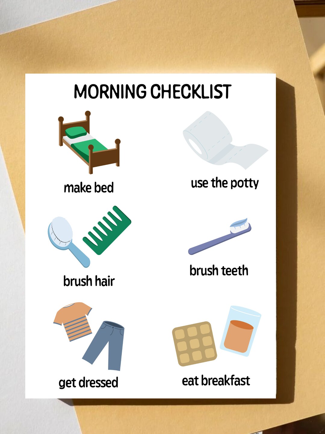 Childrens Visual Checklist for Morning Routine - Etsy