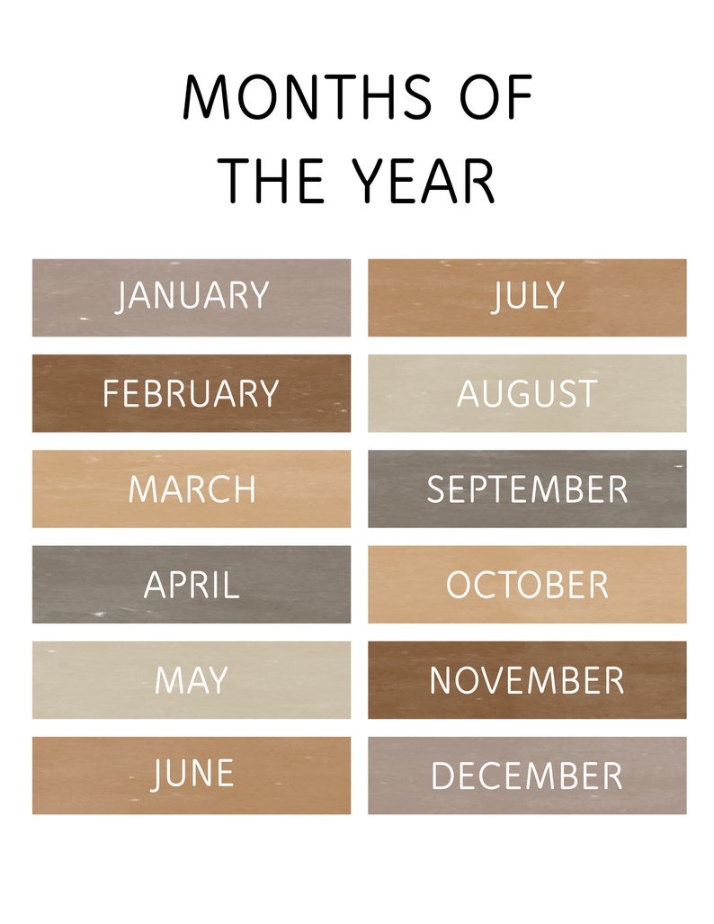 Months of the Year Poster for Childrens Room, Classroom Art, Homeschool ...