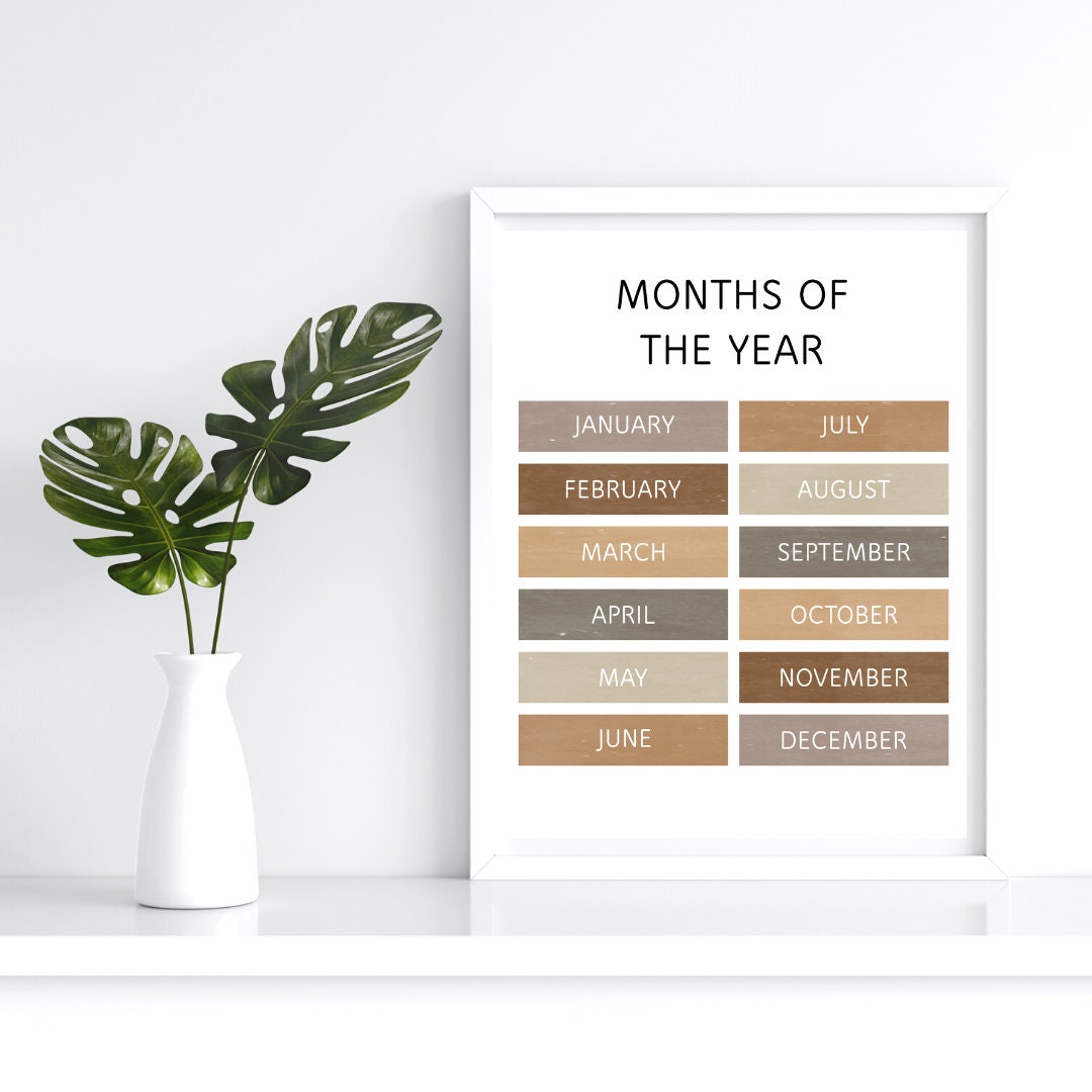 Months of the Year Poster for Childrens Room, Classroom Art, Homeschool ...