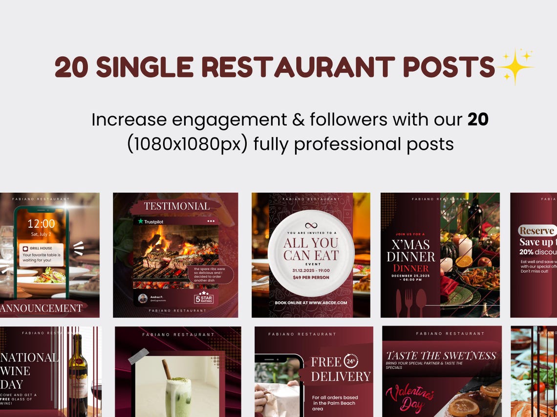 20 Restaurant Instagram Post Templates Culinary-themed Designs for ...