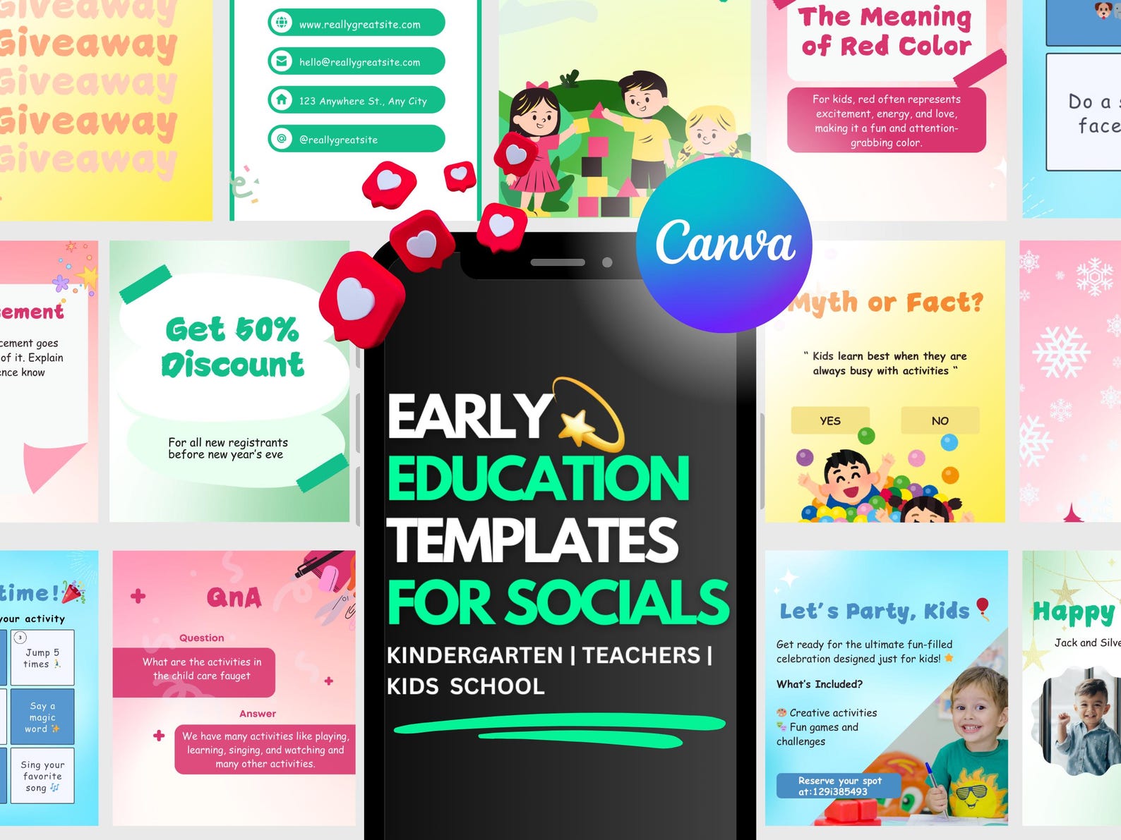 Early Education School Templates for Instagram and Social Media Teacher ...