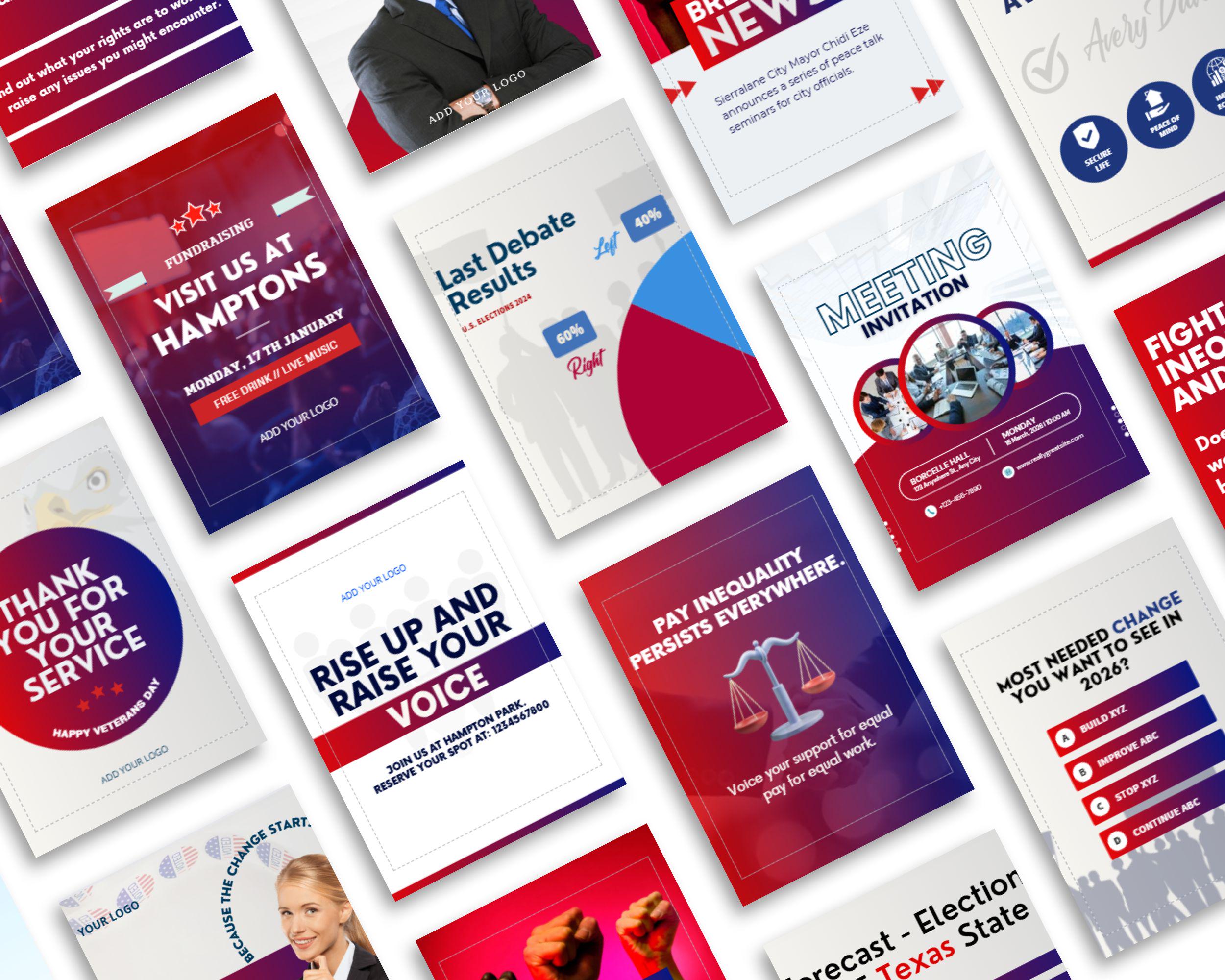 Political Campaign Instagram Templates, Voting Elections Design, DIY ...