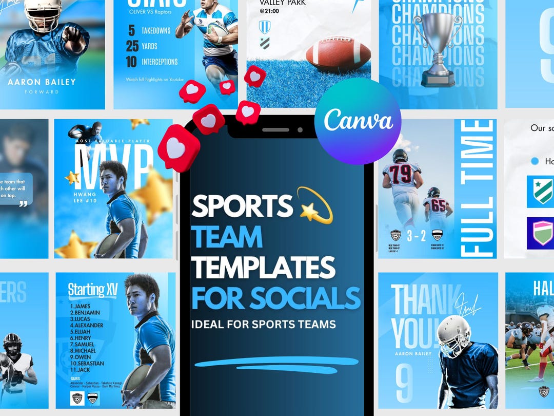 Sports Instagram Templates | 20 Editable Canva Posts for College Sports ...