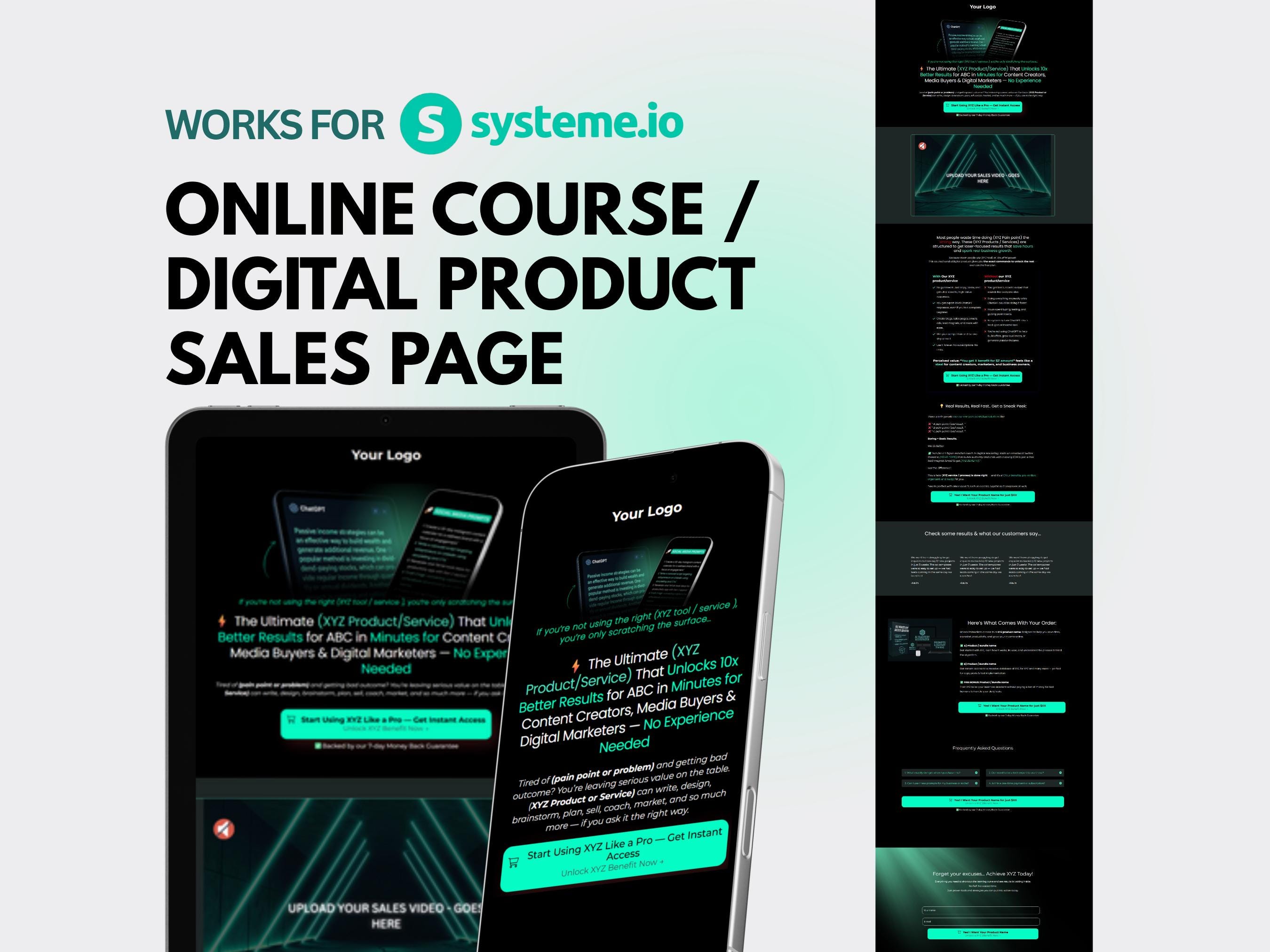 Online Course Digital Product Sales Page Customizable Systeme.io ...