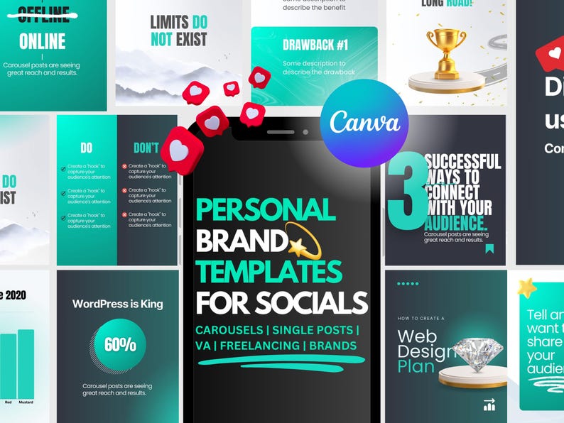 Personal Branding Business Carousel Templates, Productivity Coach, VA ...
