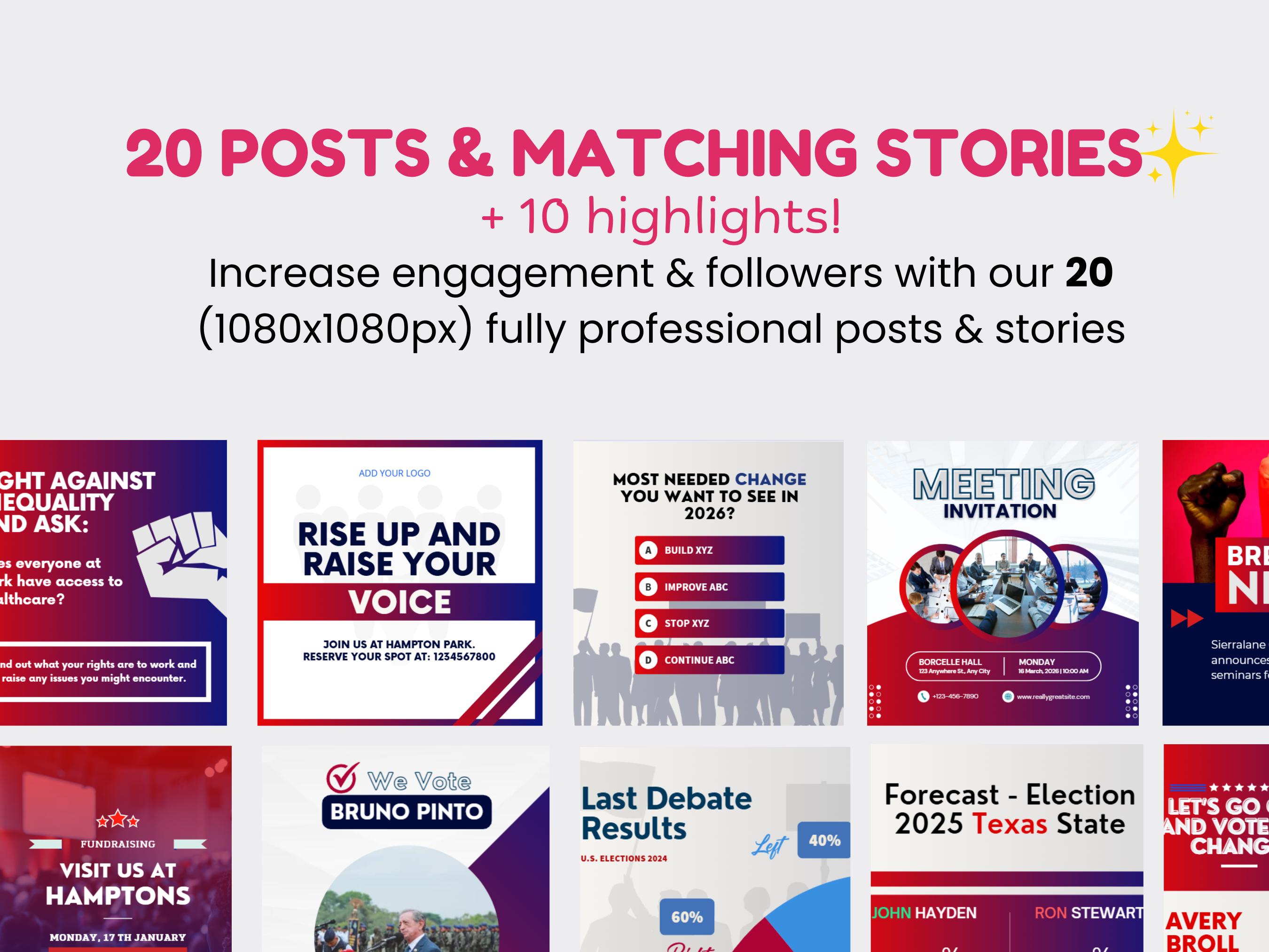 Political Campaign Instagram Templates, Voting Elections Design, DIY ...