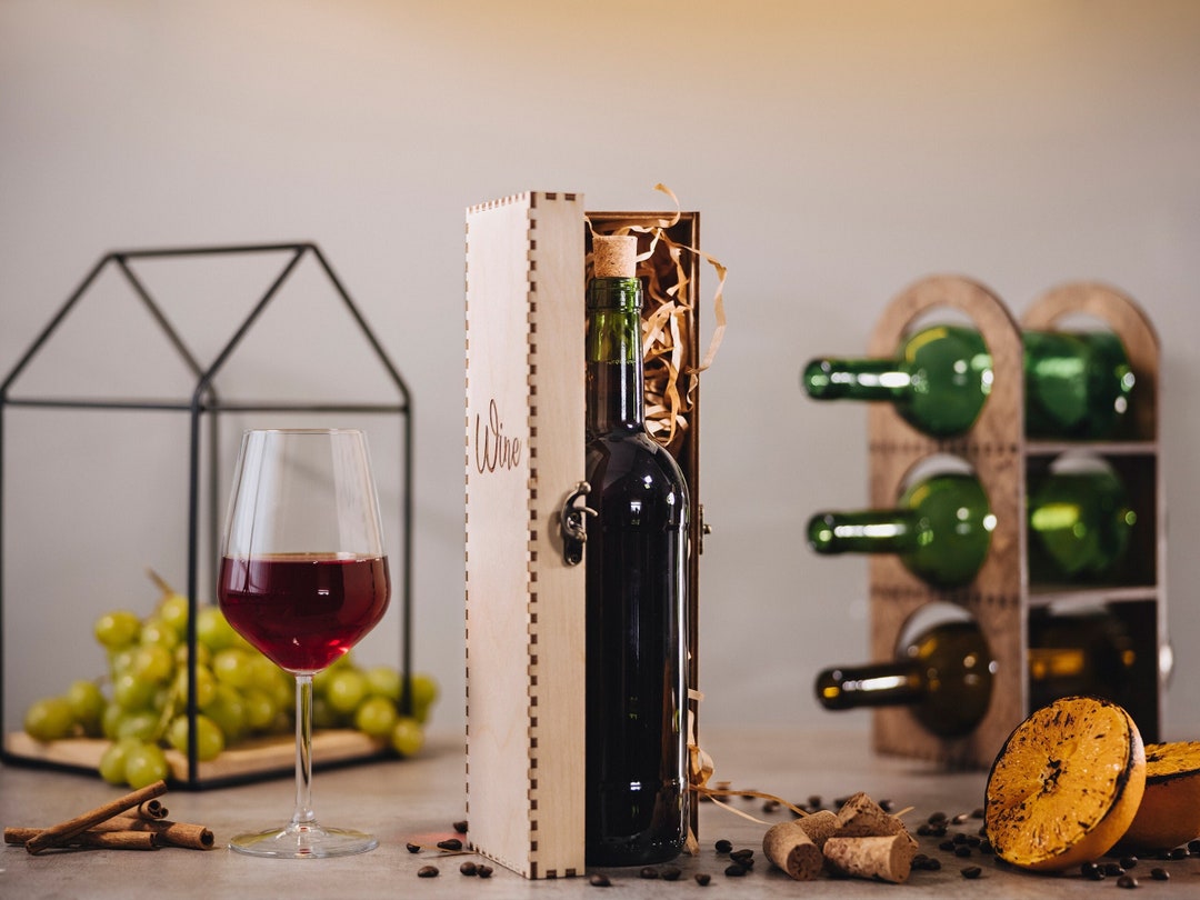 Wooden Alcohol Box Birthday Gift Color Natural Handmade Rustic Box ...